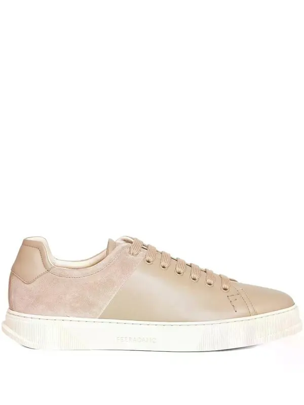 FERRAGAMO Lace-up Panelled Sneakers - Neutrals
