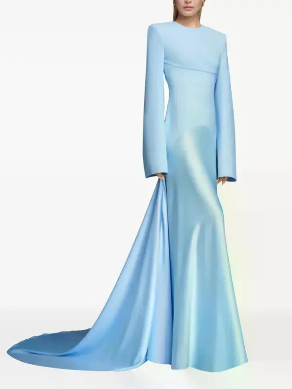 Solace London Claudine Flared-sleeve Maxi Dress - Blue