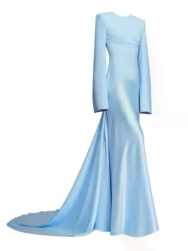 Solace London Claudine Flared-sleeve Maxi Dress - Blue