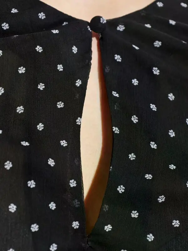ROTATE BY BIRGER CHRISTENSEN Sheer Polka Dot Ruched Long Sleeve Top
