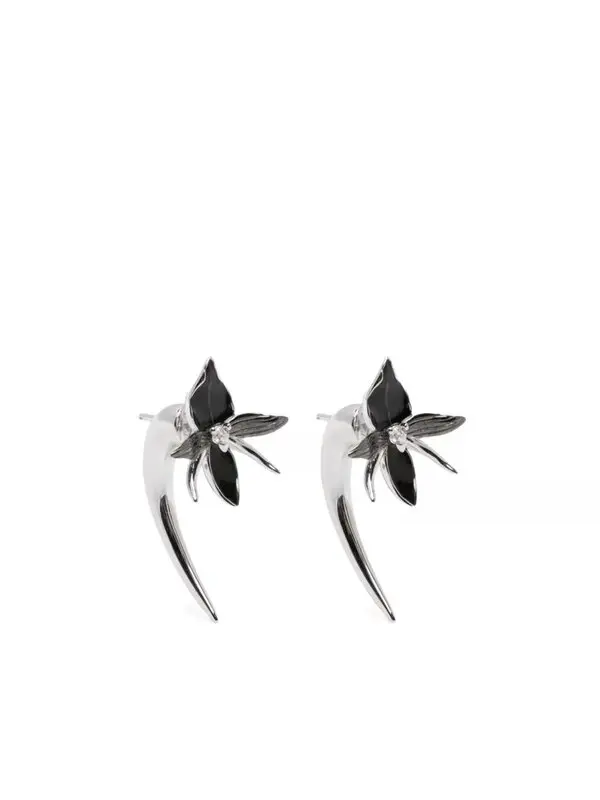 SHAUN LEANE Diamond Talon Black-orchid Earrings - Silver