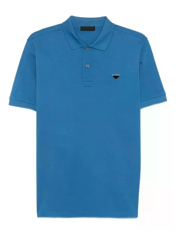 Prada Logo-embroidered Short-sleeve Polo Shirt - Blue