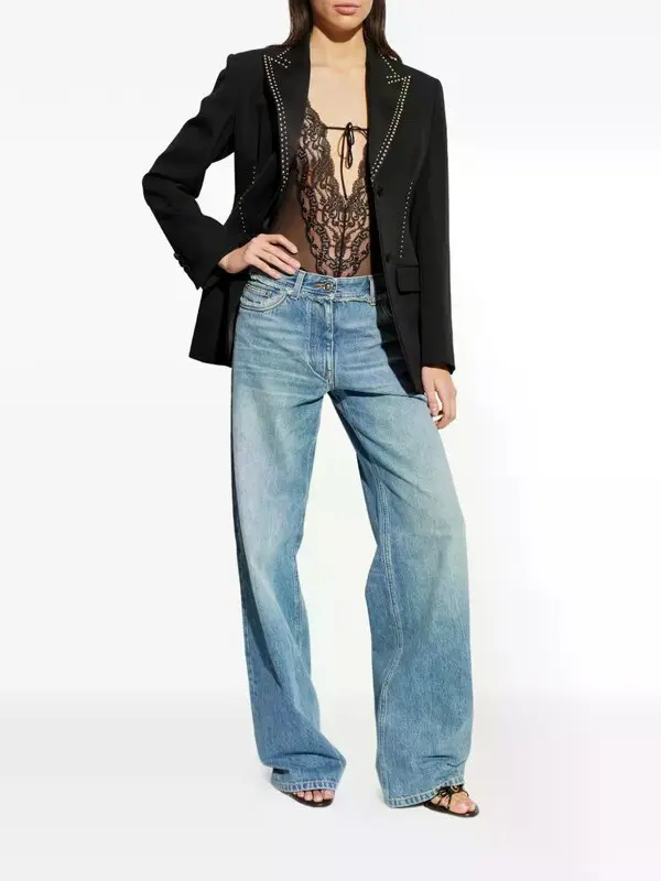 Versace Embroidered Lace-trim Bodysuit