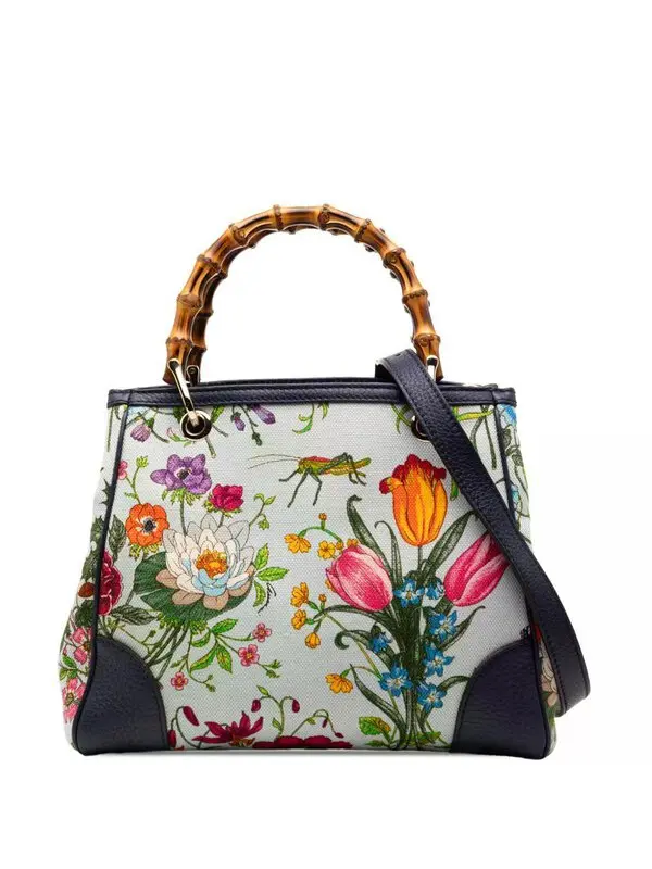 Gucci Small Canvas Flora Bamboo Shopper