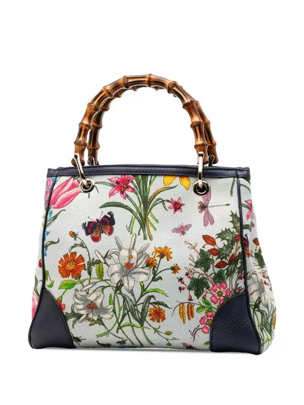 Gucci Small Canvas Flora Bamboo Shopper