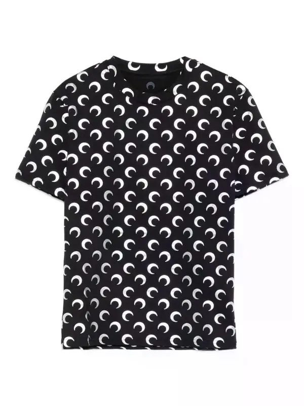 MARINE SERRE Moon-print Short Sleeve Top - Black
