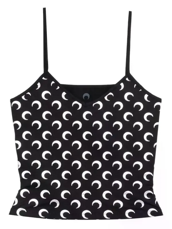 MARINE SERRE Moon Print V-neck Camisole - Black
