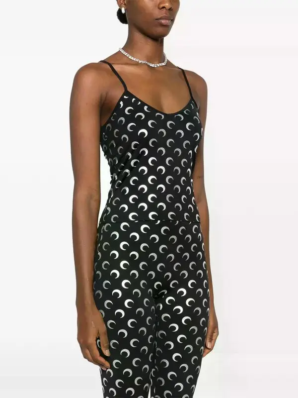 MARINE SERRE Moon Print V-neck Camisole - Black