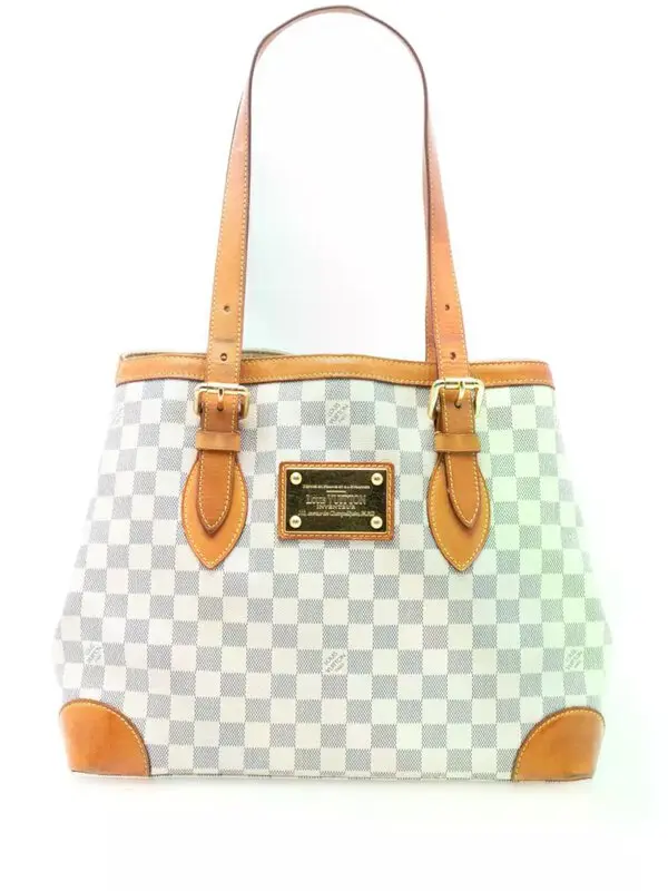 LOUIS VUITTON 2009 Damier Azur Hampstead Mm Tote Bag - White