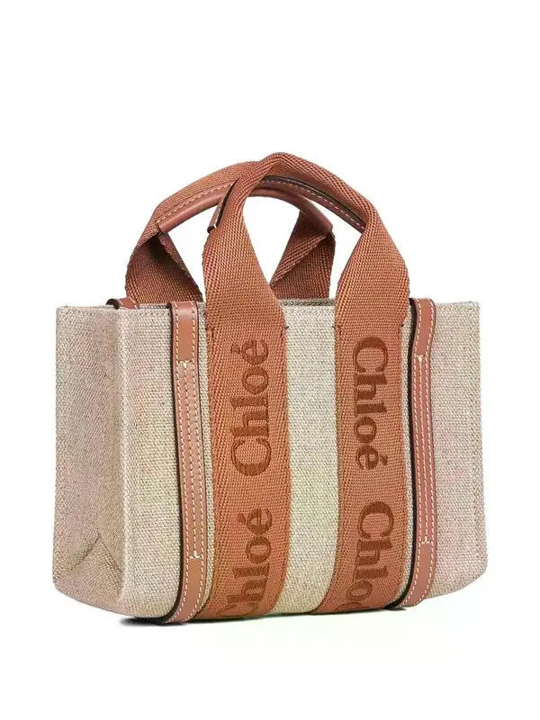 Chloé Woody Logo-embroidered Tote - Neutrals