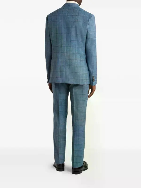 Etro Checked Single-breasted Wool Suit - Blue