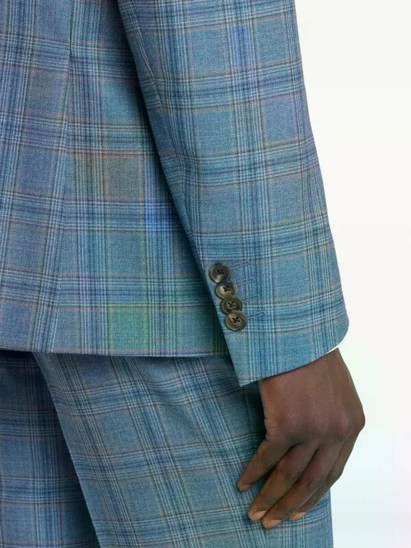 Etro Checked Single-breasted Wool Suit - Blue
