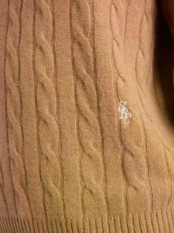 SPORTY & RICH Cable-knit Logo Sweater