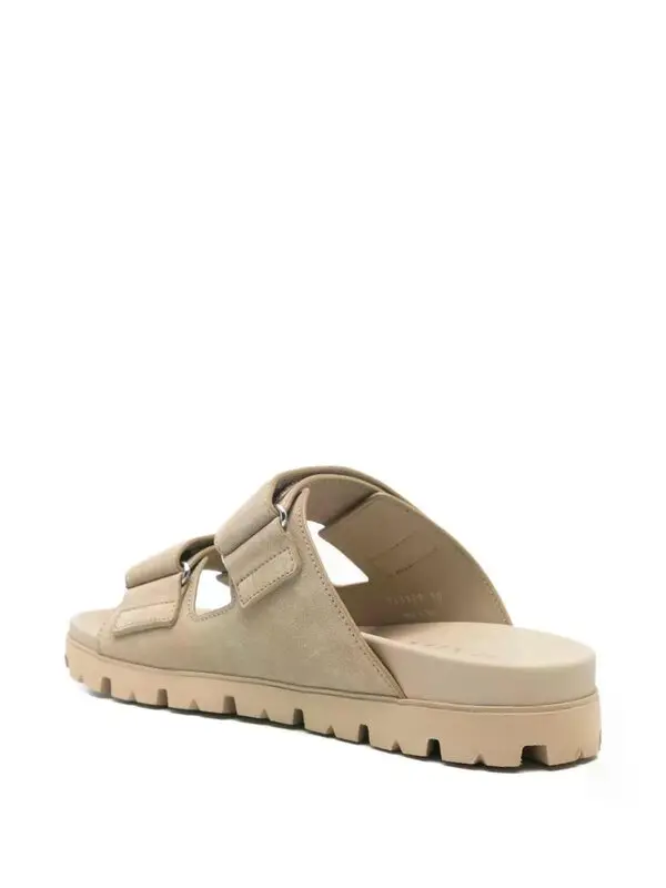Prada Logo-appliqué Suede Sandals - Neutrals