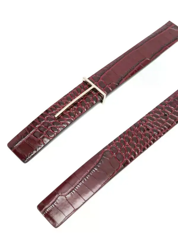TOM FORD Embossed Leather Belt - Red