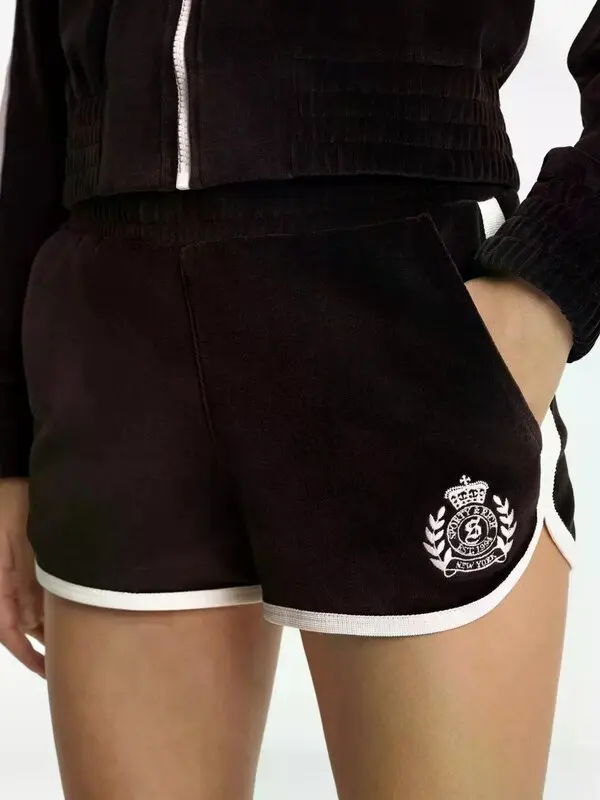 SPORTY & RICH Logo Track Shorts - Brown