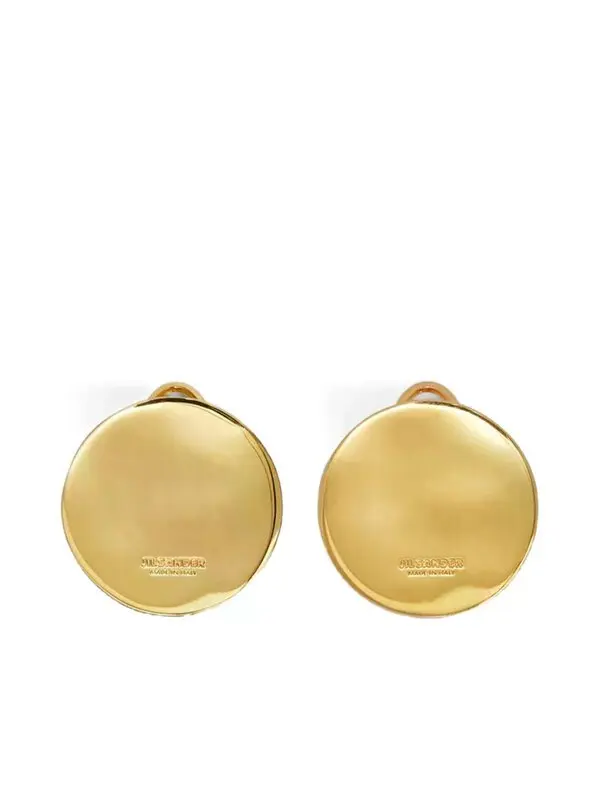 JIL SANDER Engraved-logo Round Earrings - Gold