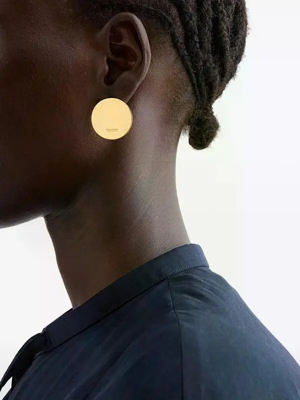 JIL SANDER Engraved-logo Round Earrings