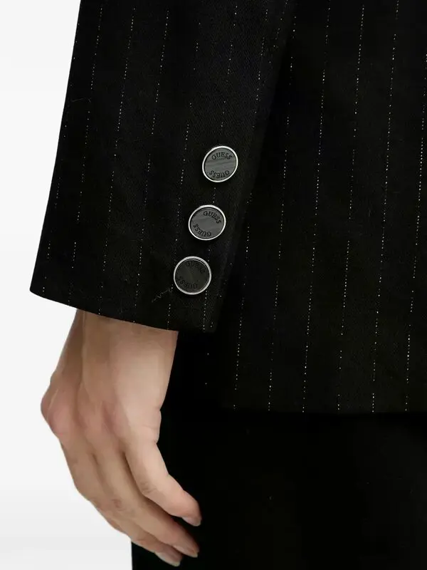 Guess Double-breasted Pinstriped Blazer