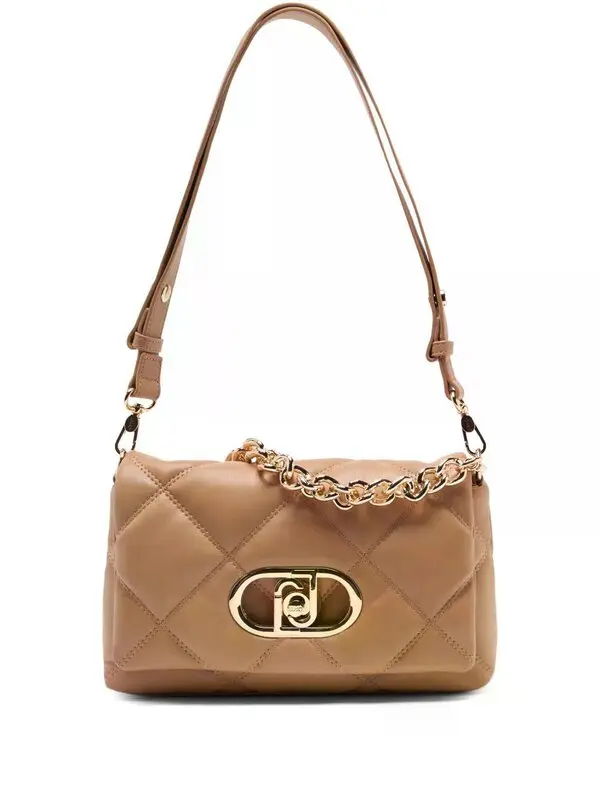 Liu Jo Quilted Shoulder Bag With Metal Logo - Neutrals