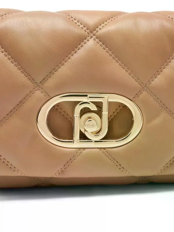 Liu Jo Quilted Shoulder Bag With Metal Logo - Neutrals