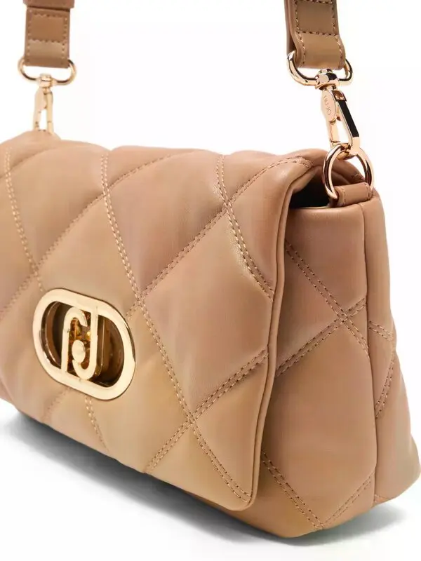 Liu Jo Quilted Shoulder Bag With Metal Logo - Neutrals