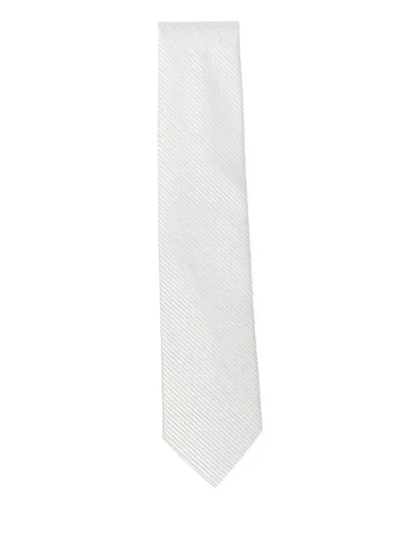 ERRICO FORMICOLA Striped-pattern Silk Neck Tie - White
