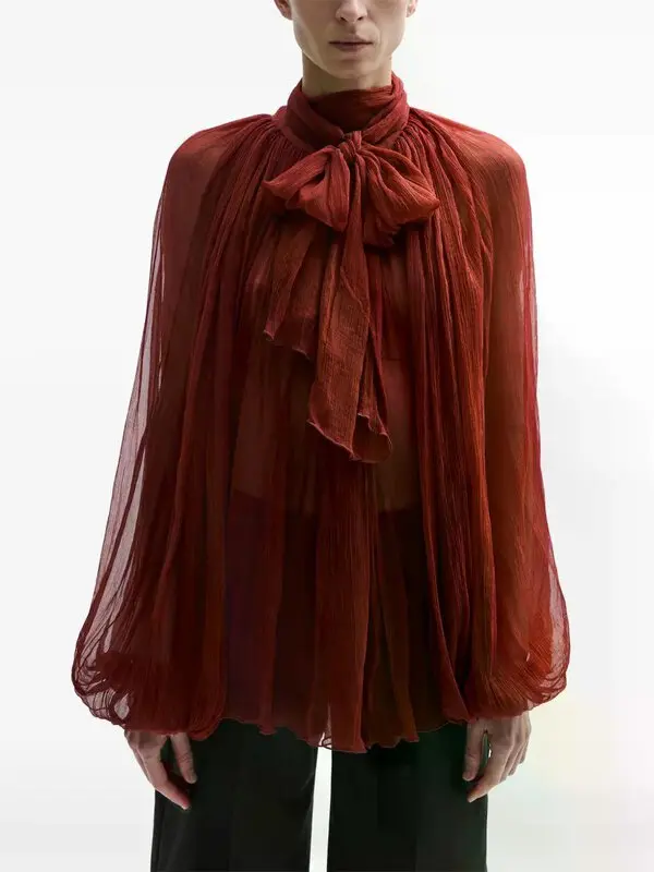 ATU BODY COUTURE Pleated Bow Blouse - Red