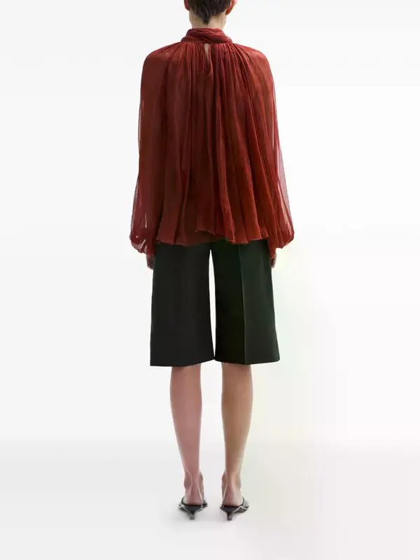 ATU BODY COUTURE Pleated Bow Blouse - Red