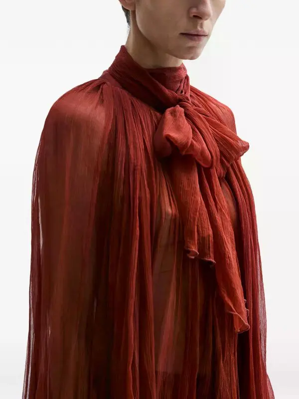ATU BODY COUTURE Pleated Bow Blouse - Red