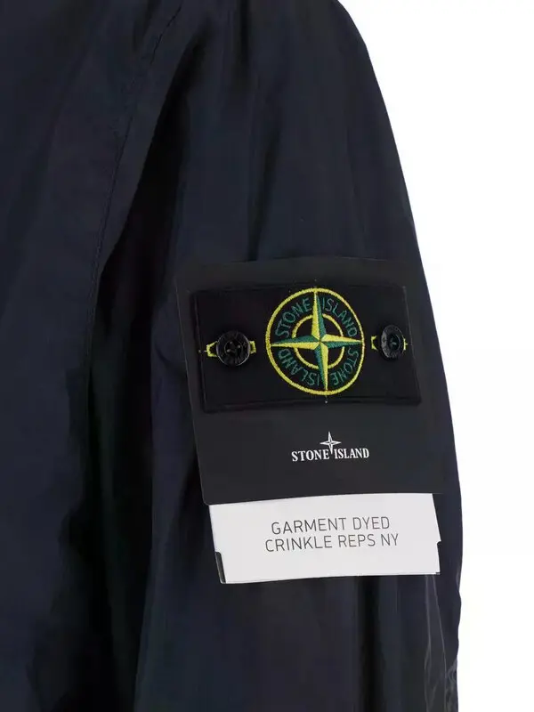 Stone Island Crinkled Jacket With Badge - Black