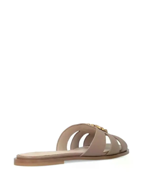 Pinko Love Birds Cut-out Leather Sandals - Neutrals