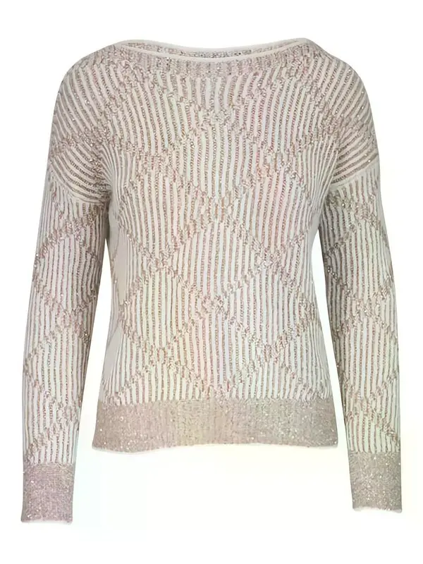 D.exterior Sequin-embellished Striped Sweater - Neutrals