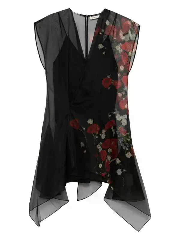 Khaite Floral-print Mini Dress - Black