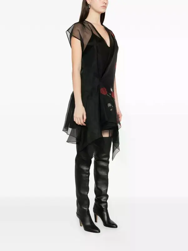 Khaite Floral-print Mini Dress - Black