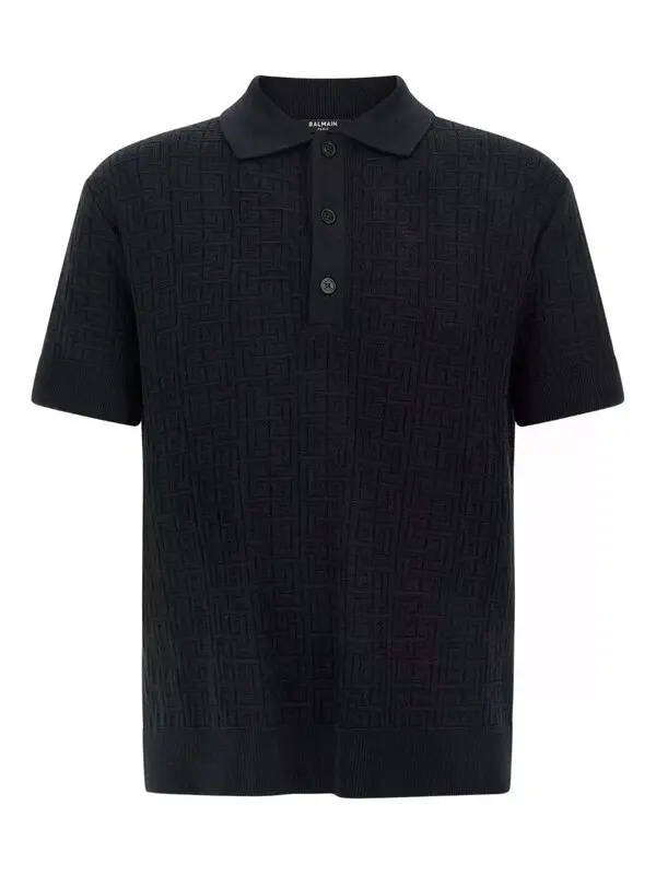 Balmain Monogram Polo Shirt - Blue