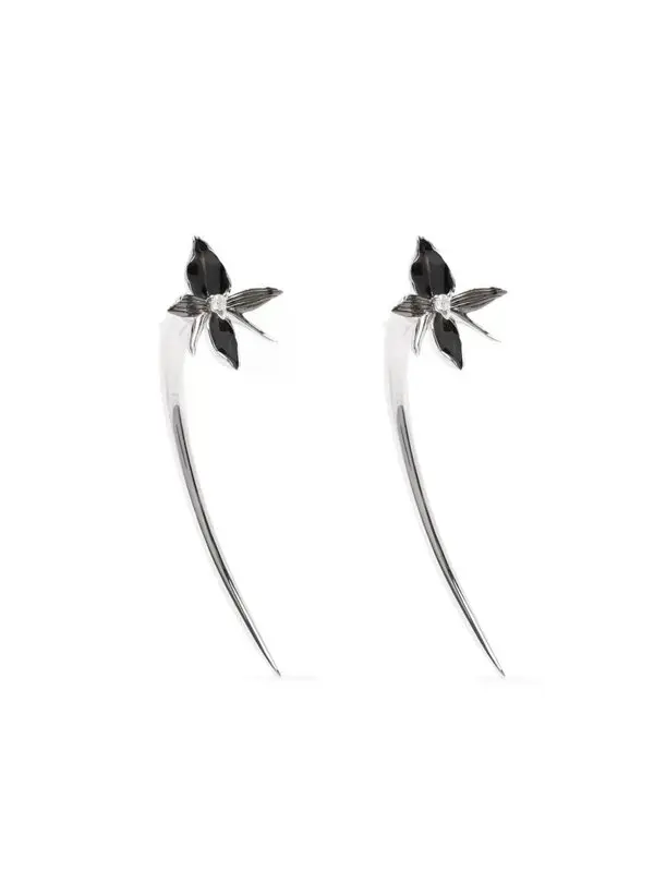 SHAUN LEANE Diamond Orchid Hook Earrings - Silver