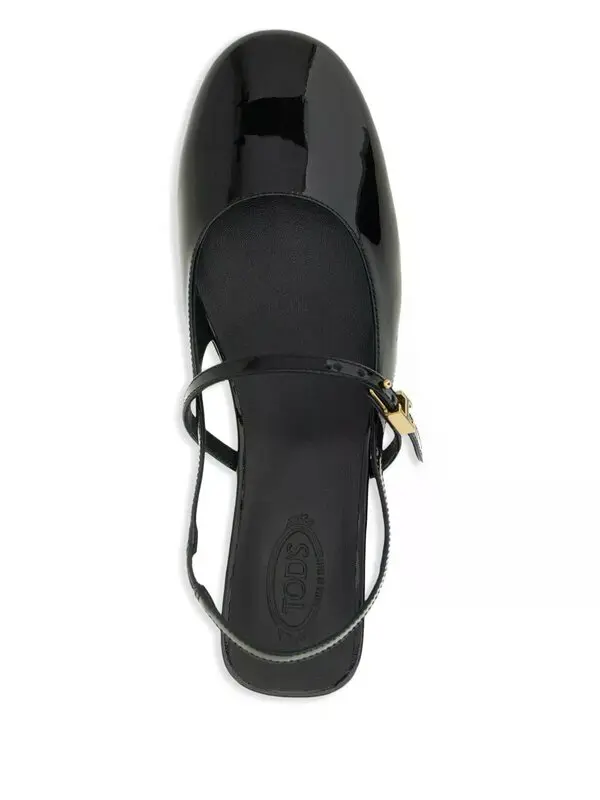 TOD'S Patent Leather Mary Jane Ballet Flats - Black