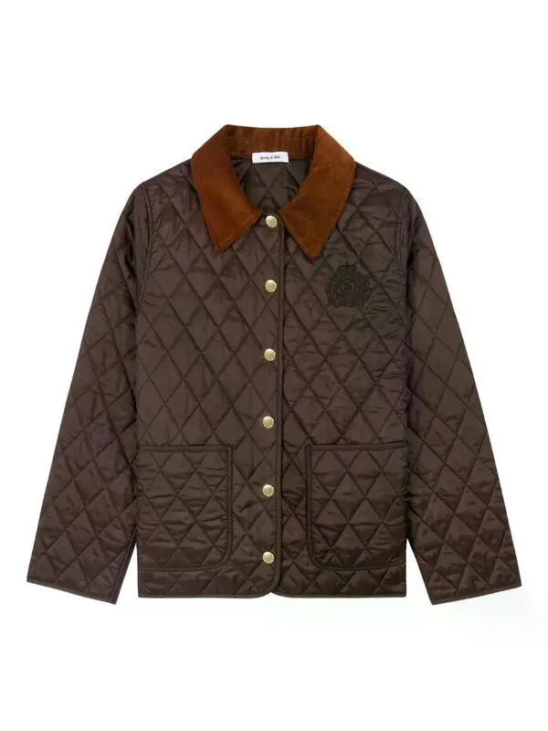 SPORTY & RICH Quilted Logo-embroidered Jacket - Brown