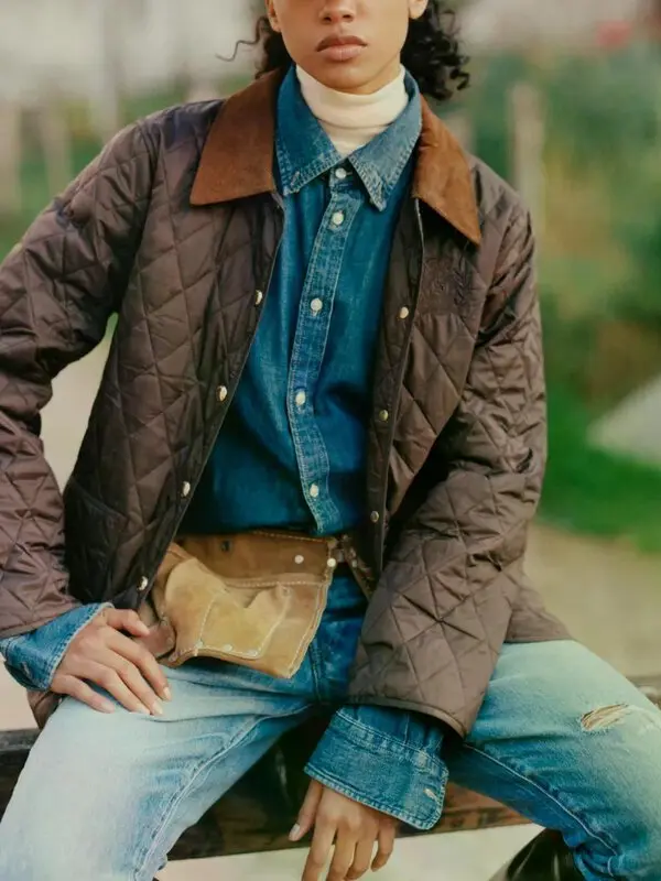 SPORTY & RICH Quilted Logo-embroidered Jacket - Brown