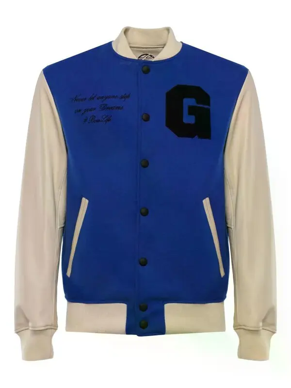 GIULIANO GALIANO Leather-sleeve Jacket - Blue