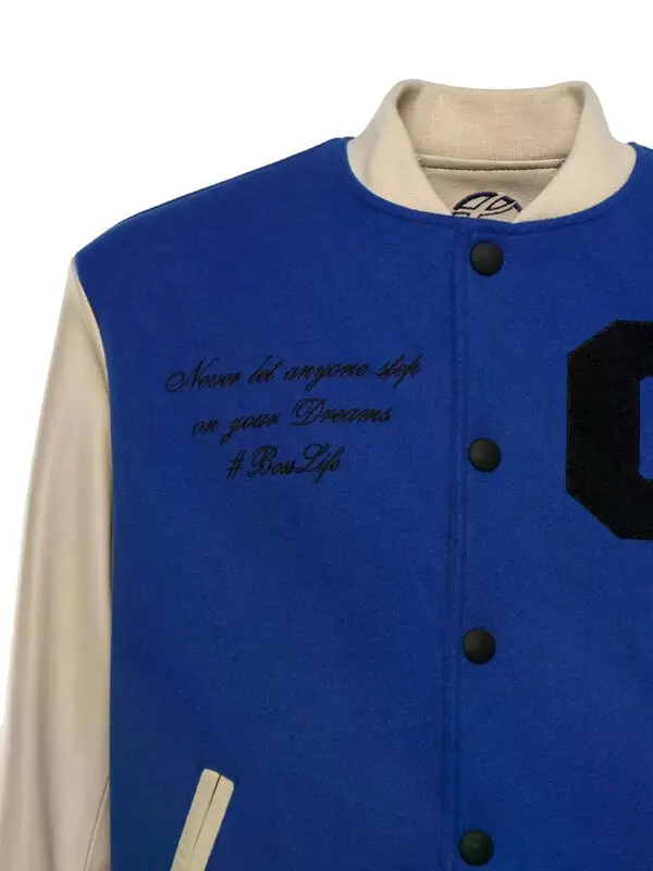 GIULIANO GALIANO Leather-sleeve Jacket - Blue