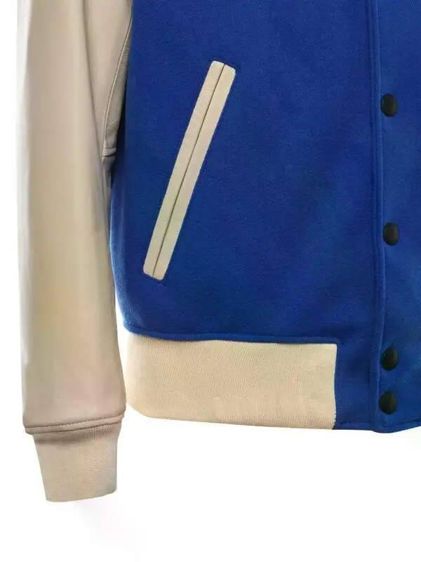 GIULIANO GALIANO Leather-sleeve Jacket - Blue