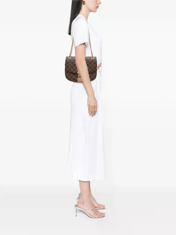 LOUIS VUITTON Damier Ebene Cuir Taurillon Shoulder Bag - Brown