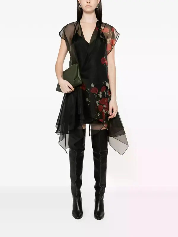 Khaite Floral-print Mini Dress - Black