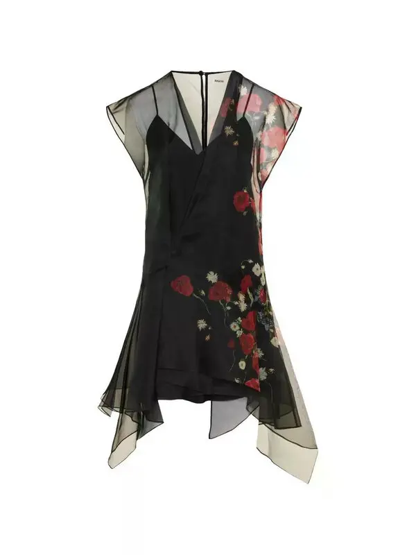 Khaite Floral-print Mini Dress - Black