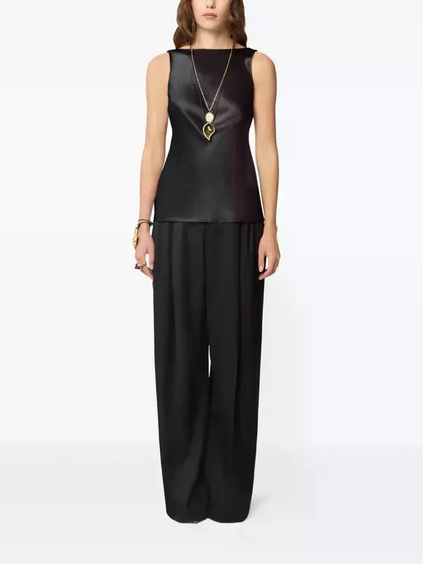 Nina Ricci Draped Satin Top - Black