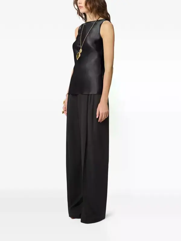 Nina Ricci Draped Satin Top - Black