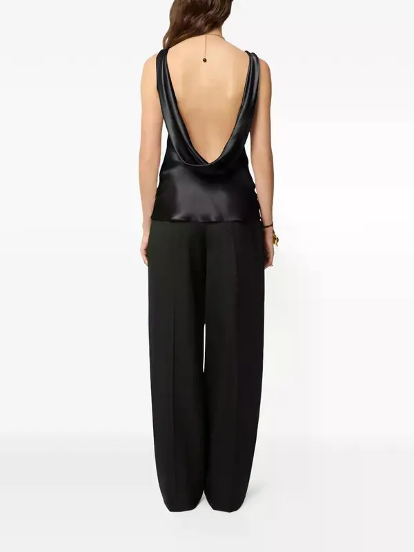 Nina Ricci Draped Satin Top - Black
