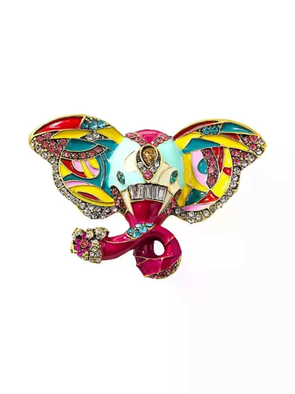 HZMER JEWELLERY Satrangi Gaj Brooch - Gold